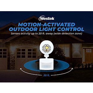 Westek Screw In Motion Sensor Light Socket for Outdoor Lighting - This Motion Sensor Light Socket Adapter Turns On Lights When Movement is Detected, 20ft Distance - (OMLC163BC)
