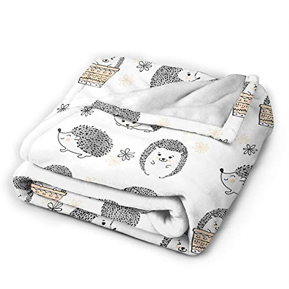YISHOW Hedgehogs Seamless Pattern Fleece Couch Blanket,Plush Warm Flannel Throws Blankets for Youth Adult 60"X50"