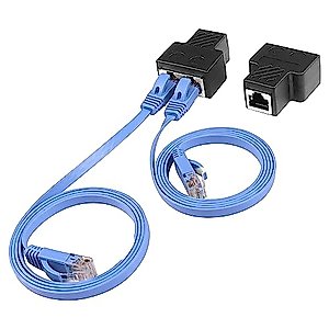 SinLoon (1-Pair) RJ45 Splitter Adapter, Ethernet Cable Splitter, RJ45 Network Extension Connector Ethernet Cable Sharing Kit with 2 PCS RJ45 Cable for Router TV Box Camera PCL