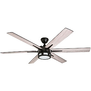 Honeywell Ceiling Fans Kaliza, 56 Inch Indoor Modern LED Ceiling Fan with Light and Remote Control, Dual Mounting Options, 6 Blades with Dual Finish, Reversible Motor - 51036-01 - (Bronze)