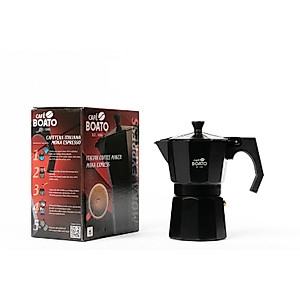 Cafe Boato Moka Pot 6 cup espresso, Black, Coffee Maker Stovetop, italian espresso