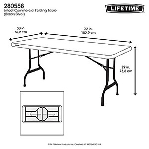 Lifetime 280558 Commercial Folding Table, 6-foot