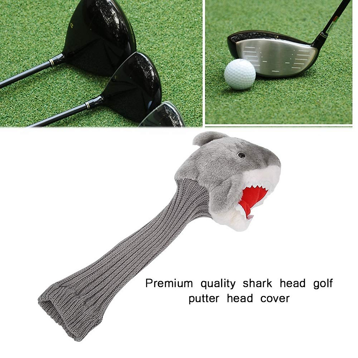 MAGT Golf Head Cover, Shark Head Golf Club Cover Cute Animal Golf Headcovers for 3 and 5 Wood Driver (14.6 * 7.1 * 4.3 Inch)