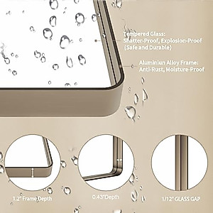 LOAAO 40”X36” Bronze Bathroom Mirrors for Vanity, Rounded Rectangle Brushed Bronze Metal Frame Mirror, Anti-Rust, Tempered Glass, Hangs Horizontally or Vertically