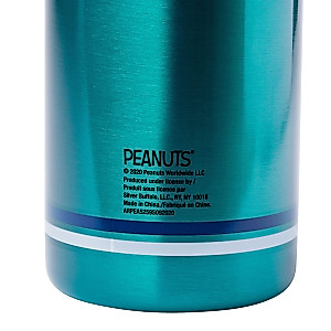 Silver Buffalo Peanuts Snoopy Collegiate Stainless Steel Water Bottle with Strap, 27 Ounces