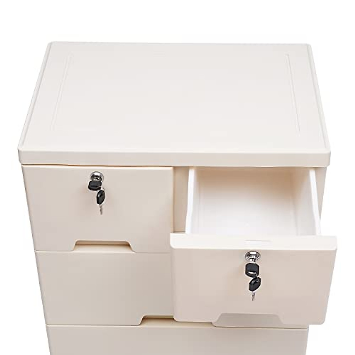 CNCEST Plastic Drawer Dresser with 6-Drawer Locker Closet Drawer High Dresser Storage Cabinet Clothes Organizer Bedroom Furniture Playroom Off-White