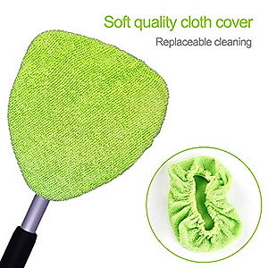 5 Pack Car Care Replaced Microfiber Clothes for XINDELL Windshield Cleaning Brush Cotton Terry Washable Car Washing Pads - 5 Inch Diameter (Green,Triangle)