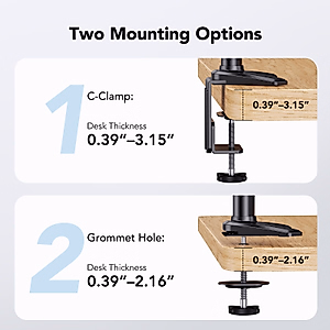 HUANUO Dual Monitor and Laptop Mount for Max 32” Monitor and 17” Laptop, Adjustable Spring Arm with Tilt, Swivel and Rotation, Dual Monitor and Notebook Stand with VESA Bracket 75/100 mm