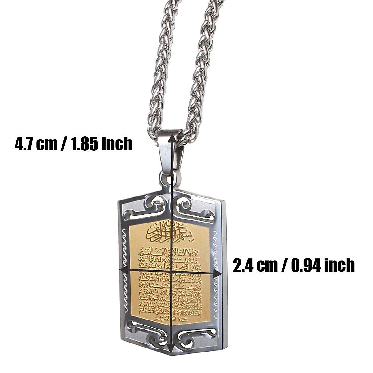 ZKDC Muslim Allah AYATUL KURSI 60 cm chain stainless steel necklace islam quran Jewelry