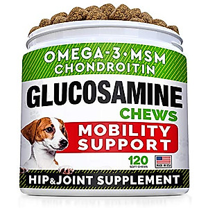 Glucosamine Treats + Allergy Relief Dog Bundle - Joint Supplement w/Omega-3 Fish Oil + Itchy Skin Relief - Chondroitin, MSM + Pumpkin, Enzymes, Turmeric - Skin & Coat - Bacon Flavor + Vegetable Chews