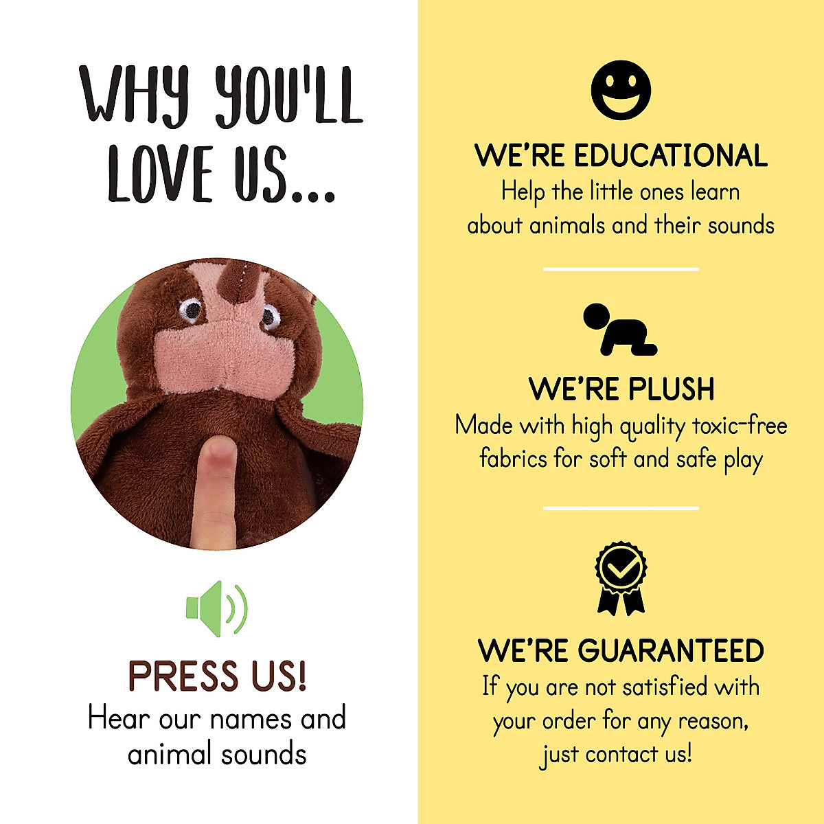 My Talking Plush Forest Animals Toy Set | Includes 4 Soft and Fluffy A Tree Shaped Carrier Great Gift for Baby Toddler Boys or Girls