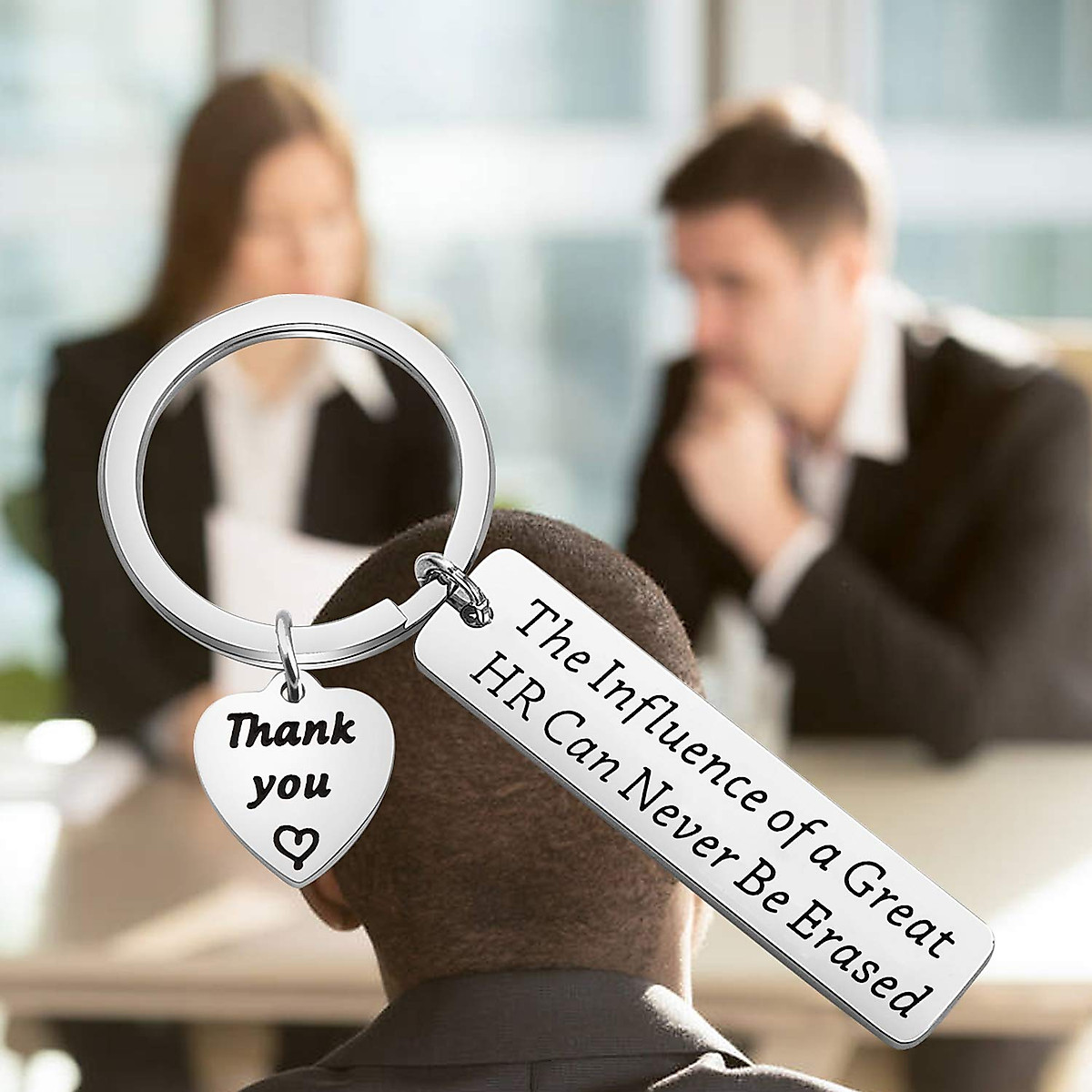 FEELMEM HR Gift The Influence of a Great HR Can Never Be Erased Keychain HR Director Jewelry Thank You Gift for HR Manager Coworker Gift Human Resources Jewelry (HR)