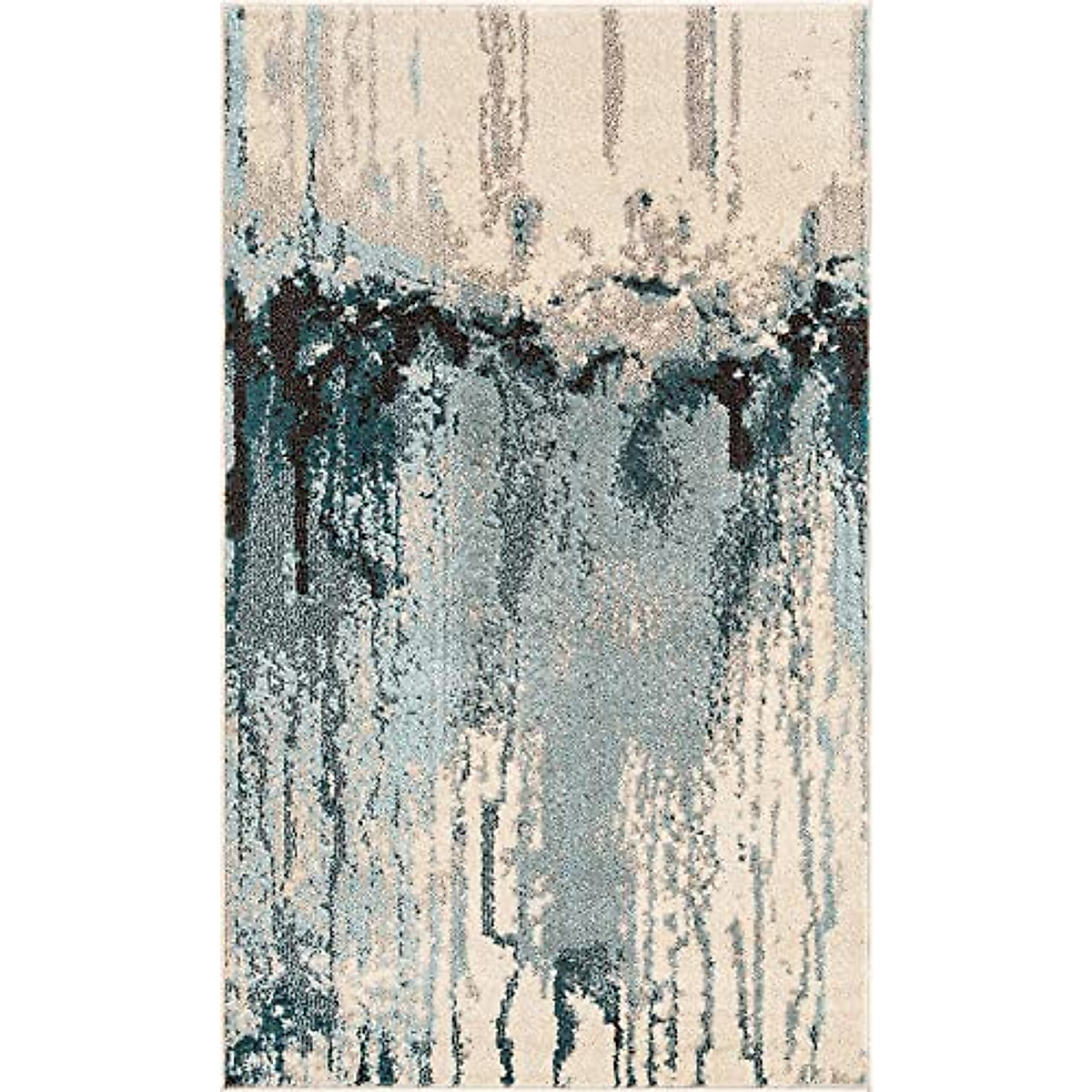 Unique Loom Estrella Collection Modern, Abstract, Watercolor, Contemporary Area Rug, 3 ft 3 in x 5 ft 3 in, Light Blue/Beige