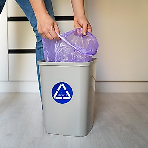 RAMIEYOO Design Recycle Sticker,5 Pack Recycle Sign Decals,Self-Adhesive Recycling Stickers,Recycle and Trash Vinyl for Trash Can 5 * 5 Inches (Recycle Labels/Blue)