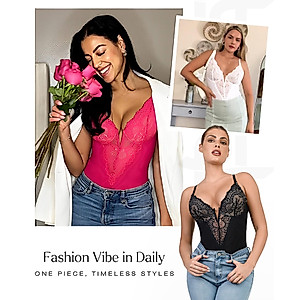 Popilush Corset Tops for Women Tummy Control Shapewear Brown Lace Thong Bodysuit Backless Body Suit L