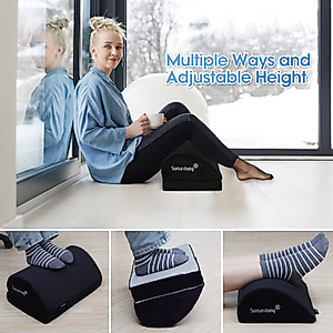 Foot Rest for Under Desk at Work, Double Layer Adjustable Foot Rest for Office, Work, Gaming, Car, Home Office, Ergonomic Memory Foam Foot Stool for All Day Support, Back & Hip Pain Relief (Black)
