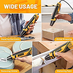 SEEKONE Mini Heat Gun, 350W 662℉ (350℃) Fast Heat Handheld Hot Air Gun Tool with Reflector Nozzle and 4.9Ft Long Cable Overload Protection for Craft Embossing, Shrink Wrapping and Stripping Paint