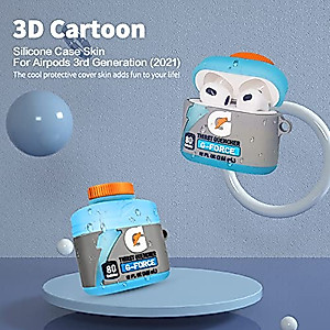 Cartoon Sport Water Case for AirPods 3 Case (2021), 6in1 Accessories Set Protective Cover for Air pods 3, Cute Food Design Silicone Case for AirPods 3rd Generation Case for Boys Men (Blue Sport Water)