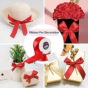 Red Ribbon 1 1/2 inch 50 Yards, 1.5 inch Wine Red Satin Ribbon, Red Ribbon for Flowers Bouquets, Ribbon for Gift Wrapping, Silk Ribbon for Wedding, Thanksgiving Christmas and Decoration, ORD OF SP