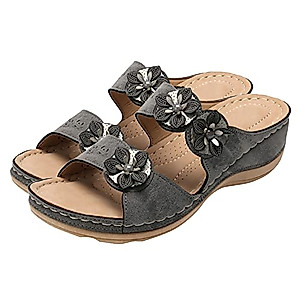 JMMSlmax Wedge Sandals for Women Low Heel,Women Comfy Platform Toe Ring Wedge Sandals Summer Beach Travel Shoes