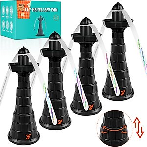 YOHHOS Fly Fans for Tables - Fly Repellent Fan Indoor Outdoor with Holographic Blades, 3 Heights Adjustable,Portable Bug Repellent Foldable Food Fans for Picnic,Party,Kitchen,BBQ (4 Pack)