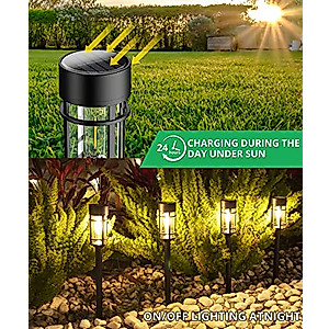 ILANCK Solar Pathway Lights 8 Pack, Bright Solar Lights Outdoor Waterproof IP65, LED Solar Garden Lights Metal Landscape Lighting for Yard, Lawn, Driveway…