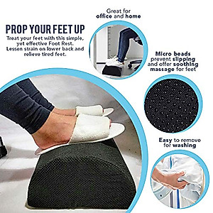 Foot Rest Cushion to Relieve Knee Pain, Tired, Aching & Sore Feet. Reduce Deep Vein Thrombosis. Ideal for Office and Home. High Quality Anti Slip Cover.