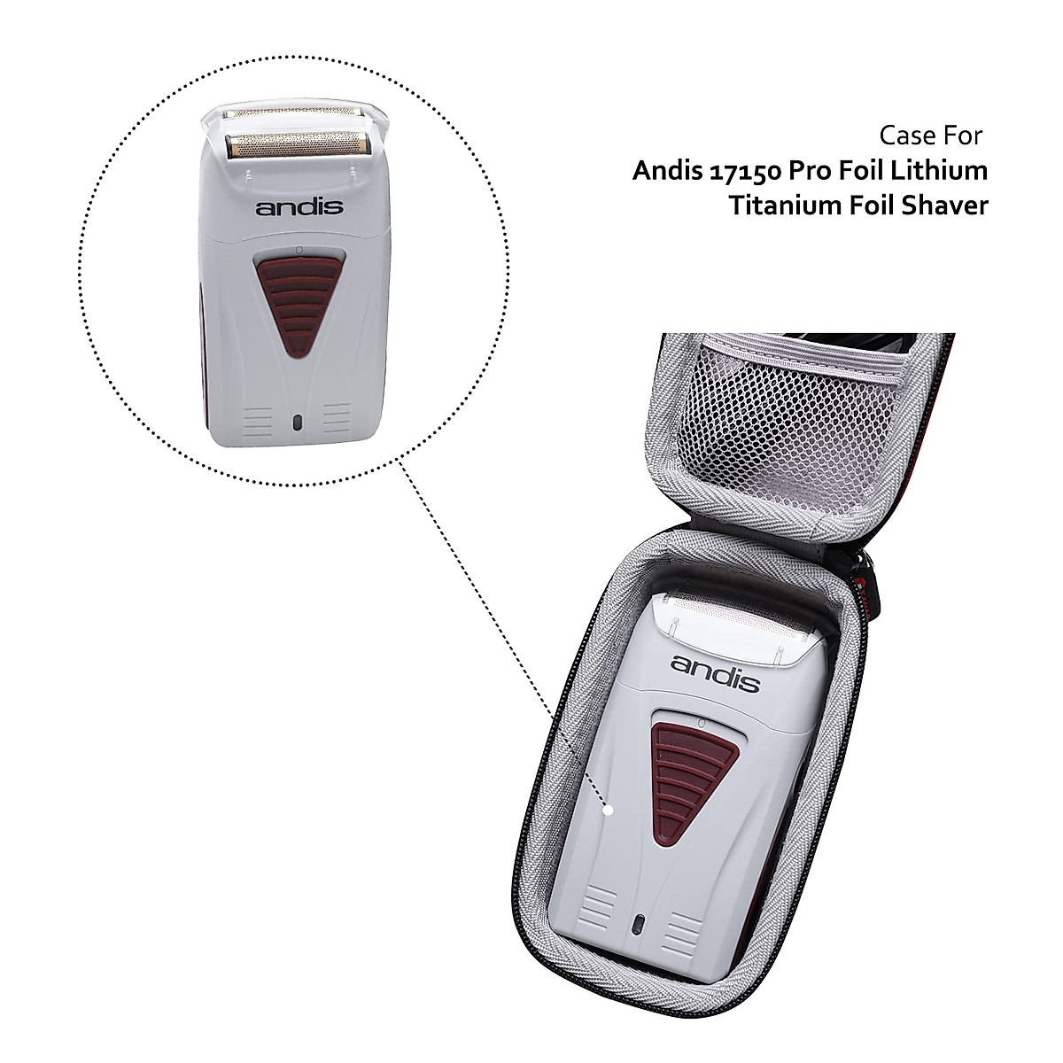XANAD Hard Case for Andis TS-1 17235/17220 /17200/17150 /17155/17160 Pro Foil Lithium Titanium Foil Shaver - Travel Protective Carrying Storage Bag