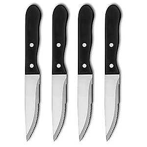 4 pcs Sharp Steak Knives Stainless Steel Kitchen Knife Plastic Handle Utensil