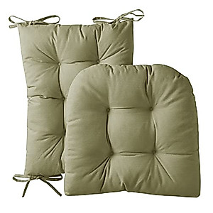 Sweet Home Collection Rocking Chair Cushion Premium Tufted Pads Non Skid Slip Backed Set of Upper and Lower with Ties, 1 Count (Pack of 1), Sage