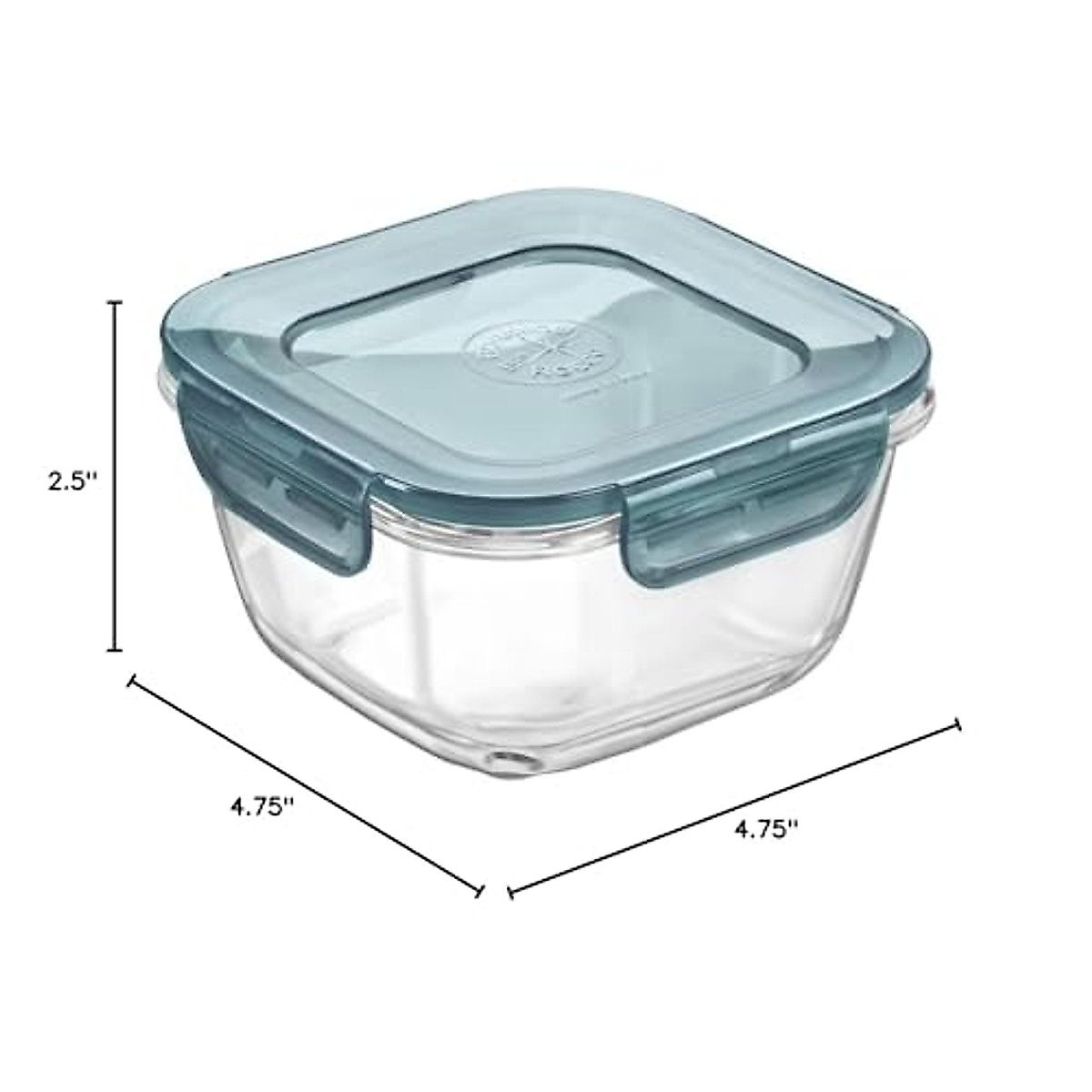 Bormioli Rocco Frigoverre Evolution Collection - 4.75-Inch Square Container - 42cl (14.25 oz.) - Grey