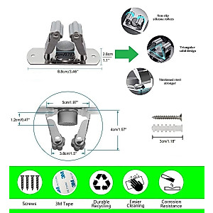 Mokife Mop Broom Holder Wall Mounted Heavy Duty, 4 Pack Stainless Steel Self Adhesive Tools Storage Organizers for Utility Room, Kitchen, Bathroom, Garage, Laundry, Garden and Office