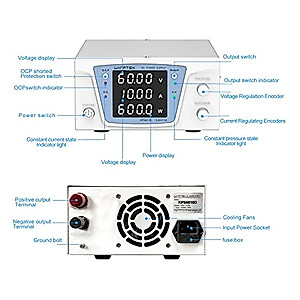 DC Power Supply, Laboratory Dc Power Supply Stabilized Power Supply Adjustable Variable Digital Regulated Bench Source 60V 10A 30V 20A,Electroplating DIY(KPS1520D 15V 20A)