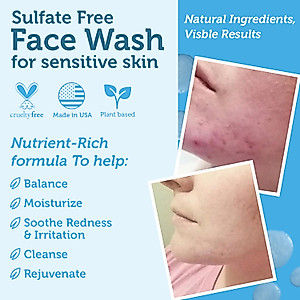 Manuka Honey Face Wash for Women and Men - Sulfate Free Moisturizing Cleanser with Organic Aloe Vera - Soothing Plus Gentle on Dry Skin Facial Cleanser Made in USA - 8oz