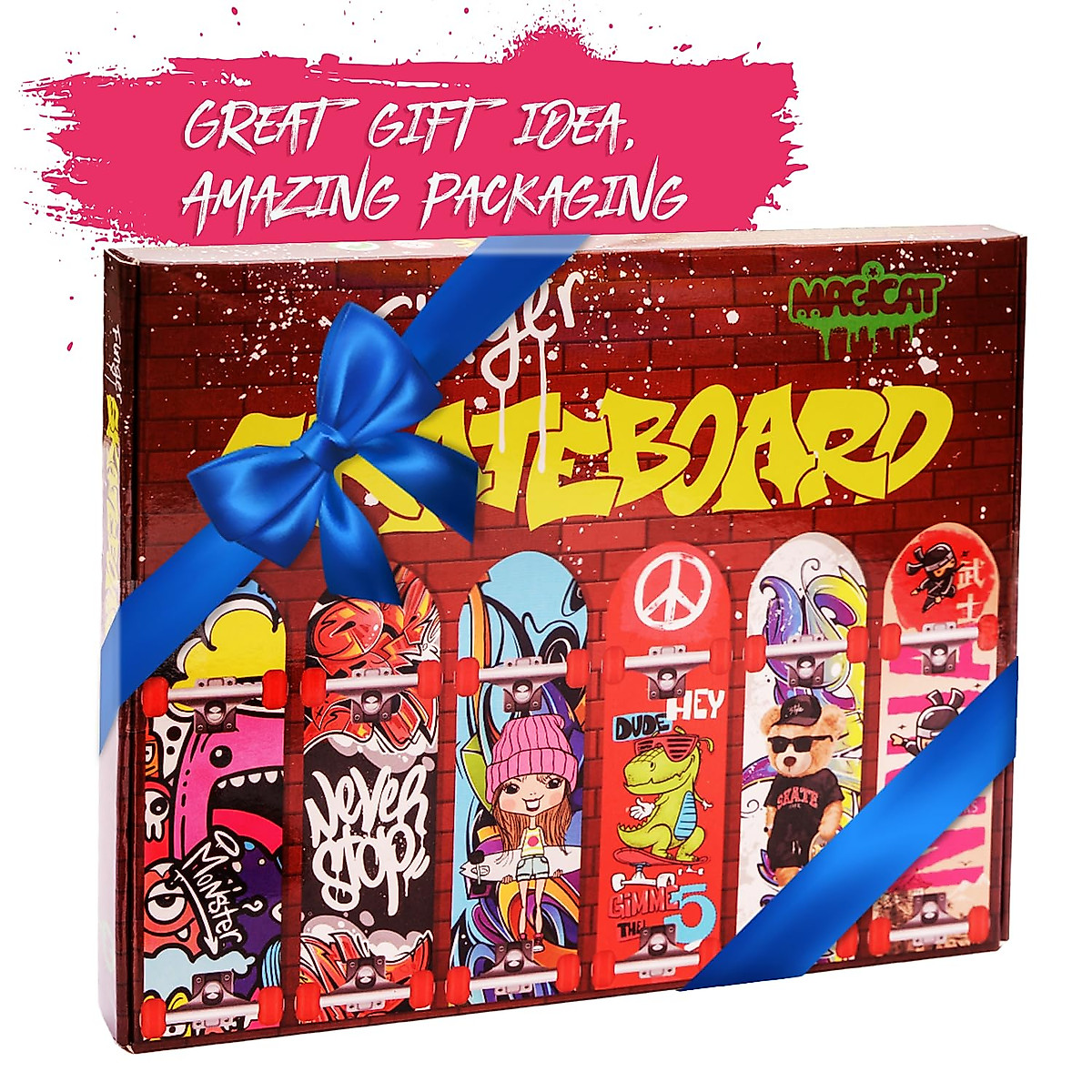 Magicat Premium Fingerboard Set I 12 Cool Finger Skateboards for Kids I Party Favors I Finger Boards for Kids I Finger Skateboard I 4 Year Old boy Birthday Gift