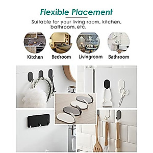 JIELAIMI Self Adhesive Hooks White, 10 Pack Sticky Hooks Extra Strong for Kitchen, Bathroom, Sink - Waterproof Carbon Steel Stick Hanger on Towel Hooks