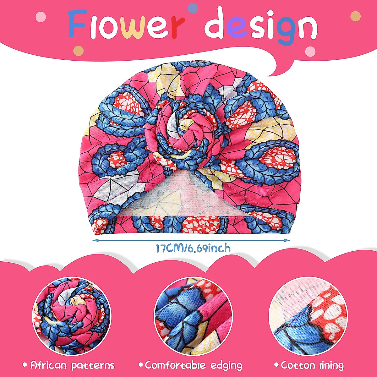 Geyoga 3 Pieces Kids Cancer Headwear African Knot Pre Tied Turban Soft Cotton Stretch Head Wrap for Boys Girls(Classic Pattern)