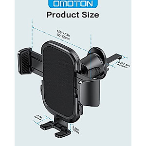 OMOTON Car Phone Holder Mount for Car Air Vent [Metal Clip], Cell Phone Holder Car Hands Free Cradle in Automobile, 360° Adjustable Cellphone Vent Clamp Fit for iPhone 14 13, All Smartphones, Black