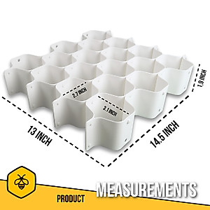 TIDYBEE Honeycomb Drawer Organizer for Socks, Underwear, Baby Clothes, Lingerie, Belts, Scarfs – Adjustable, Expandable and Sturdy DIY Dresser Drawer Divider Separator for Home and Nursery White