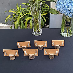 Wettin 24Pcs Rustic Wooden Place Card Holders and 30Pcs Kraft Table Name Place Cards, Wood Table Number Holders, Wood Photo Holders, Name Card Photo Picture Clips for Thanksgiving Dinner Party.