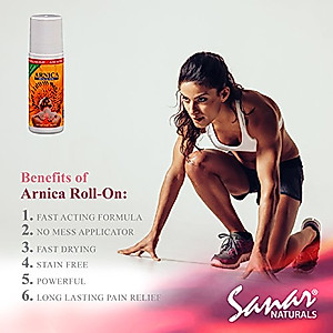 Sanar Naturals Arnica Roll On, 3 oz - Max Strength Relief - Fast Acting - Clear Gel Ointment for Back, Joints, Neck, Legs (Pack of 3)