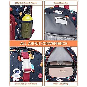 Bagseri Preschool Backpack, Kids Backpacks for Boys, Toddler School Backpack with Chest Strap BPA Free, 15 Inch (Astronaut, Dark Blue)
