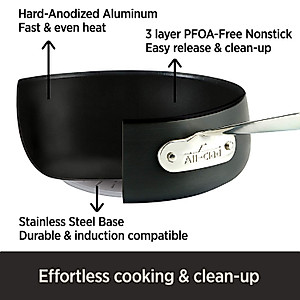 All-Clad HA1 Hard Anodized Nonstick Stockpot 8 Quart Induction Oven Broiler Safe 500F, Lid Safe 350F Pots and Pans, Cookware Black