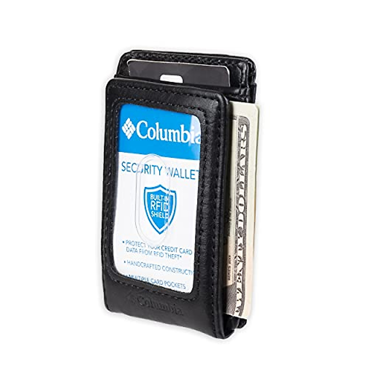 Columbia Men's Leather Front Pocket Wallet Card Holder for Travel