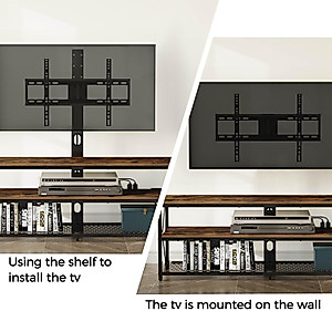 Seventable TV Stand with Mount and Power Outlet 43", Swivel TV Stand Mount for 32/45/55/60/65/70 inch TVs, Height Adjustable TV Entertainment Center with Cable Management, Rustic Brown