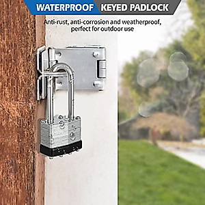 Travate Keyed Alike Padlocks, Laminated Heavy Duty Padlocks Keyed Alike Set of 6, Key Lock with 1-9/16"(40mm) Wide Body 2-inch Long Shackle for Storage Unit, Sheds, Garages and Fence