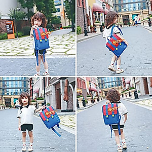 Blue and Red with Letter M Backpack 11 Inch, Aesthetic Casual Travel Bags, Super Letter M Backpack Breathable Portable Lightweight Daypack