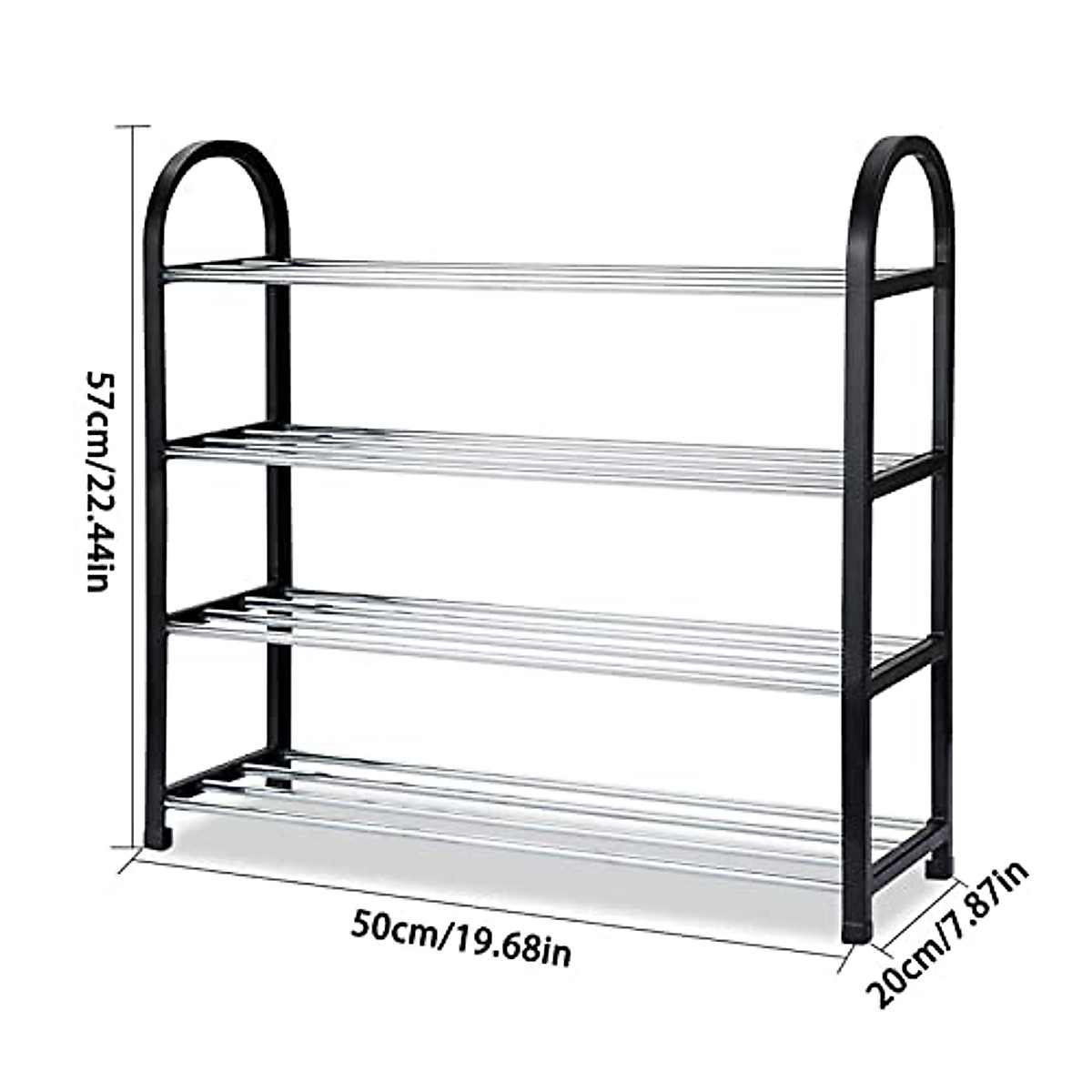 PCSMH 4-Tier Shoe Rack,Resin and Metal FootweaOrganizer,Rugged,Space-Saving,Easy to Assemble,Multi-Purpose Shoe Rack,Hold 12-Pair Shoes