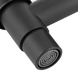 TOPINCN Single Cold Sink Faucets, G1/2in Male Thread Bathroom Stainless Steel Black Quick Single Cold Faucet Mop Pool Water Tap(Black Short mop Pool Faucet)