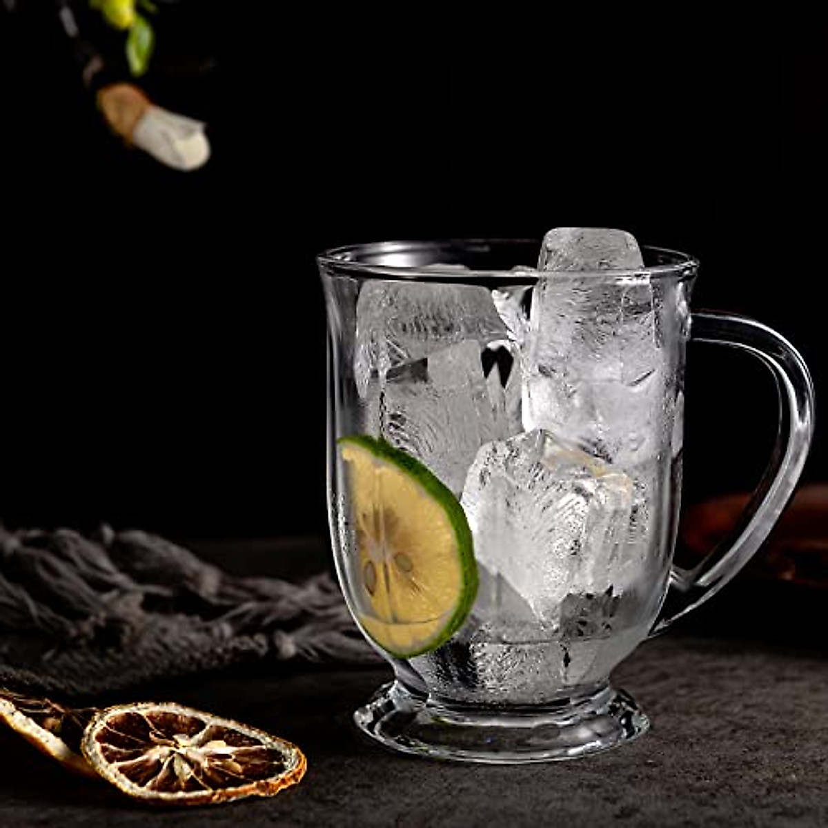 Claplante Glass Coffee Mugs Set of 8, 15 oz Large Capacity Glass Coffee Mugs with Handles, Clear Coffee Mug with 8 Spoon, Large Glass Mugs, Glass Coffee Cups for Latte, Espresso Coffee, Juice, Tea